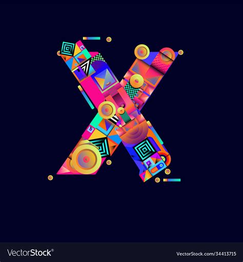 Colorful Alphabet Font Letter X For Logo Vector Image