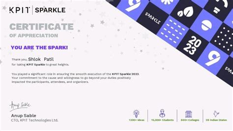 Shlok Patil On Linkedin Kpit Kpitsparkle Certificateofrecognition