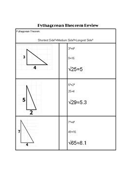 Pythagorean Theorem Review Answer Key Included By Math And Algebra Hub