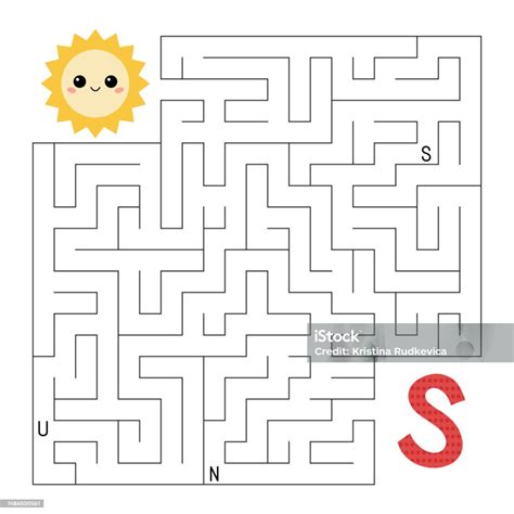글자를 배우십시오 Abc 미로 게임 아이들을 위한 교육용 퍼즐 태양이 문자 S에 대한 올바른 길을 찾도록 도와주세요 0명에 대한 스톡 벡터 아트 및 기타 이미지 Istock