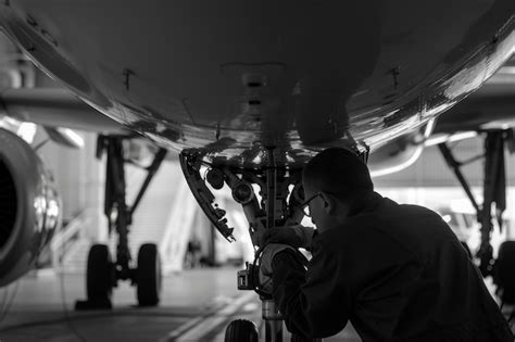 Technicians Using Infrared Cameras To Inspect Aircraft Surfaces For Potential Defects Premium