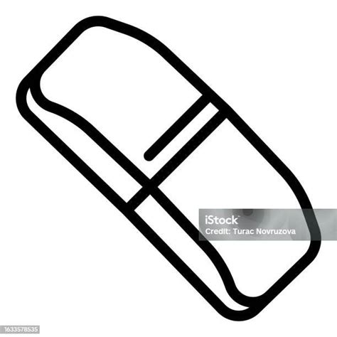 지우개 선 아이콘입니다 고무 밴드 기호 흰색 배경에 윤곽선 스타일 픽토그램 학교 또는 문구류 품목 기호 모바일 개념 웹 디자인 벡터 그래픽 0명에 대한 스톡 벡터 아트 및