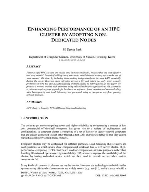 enhancing performance of an hpc cluster by adopting nondedicated nodes