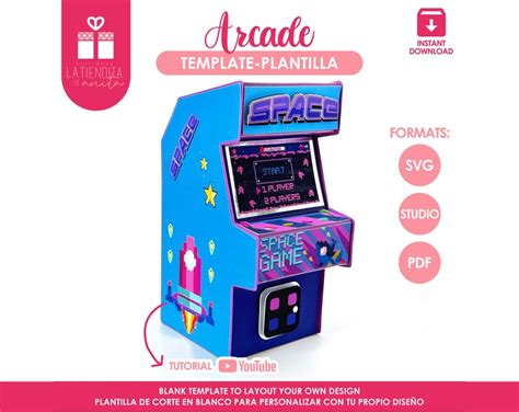 Arcade Machine Box Template Arcade Game Favor Box Video Game Template Video Games Party