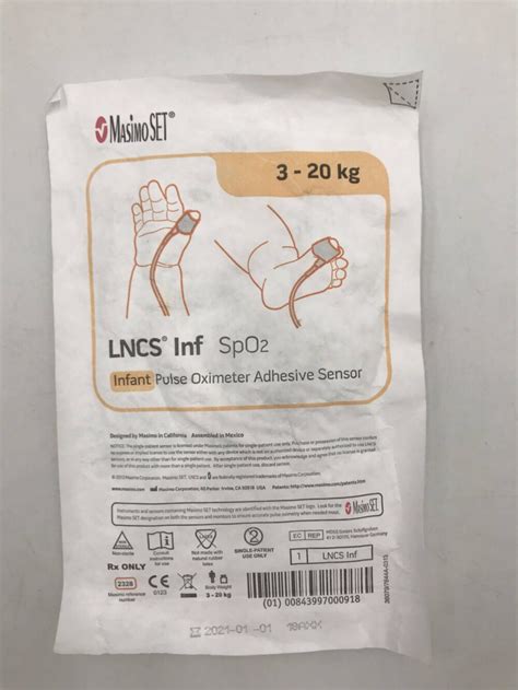 Masimo 2328 Lncs Inf Spo2 Infant Pulse Oximeter Adhesive Sensor 3 20kg X Gb Tech Usa