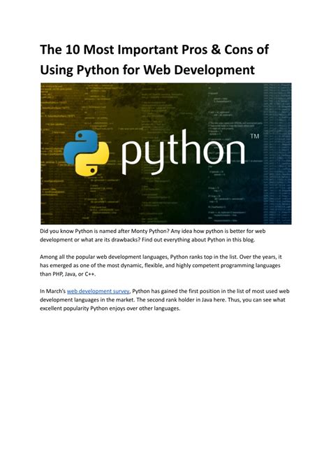 Ppt The 10 Most Important Pros And Cons Of Using Python For Web
