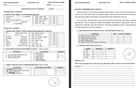 Diagnostic Test First Bac