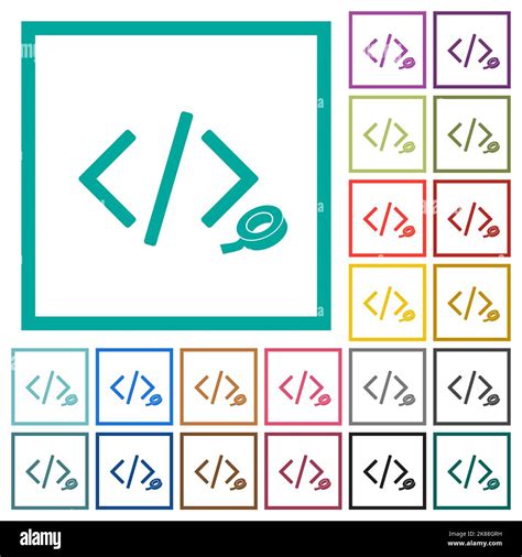 Software Patch Flat Color Icons With Quadrant Frames On White