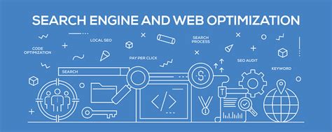 검색 엔진 및 웹 최적화의 플랫 라인 디자인 일러스트 레이 션 개념 웹사이트 헤더와 방문 페이지에 대 한 배너입니다 It 지원에
