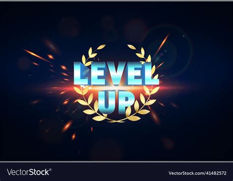 Gui Sign Level Up With Glow Effect Royalty Free Vector Image