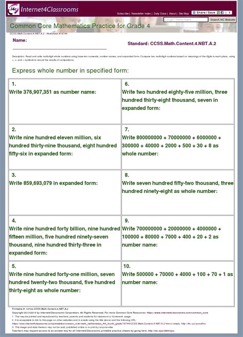 4 Nbt 4 Worksheets Printable Calendars At A Glance