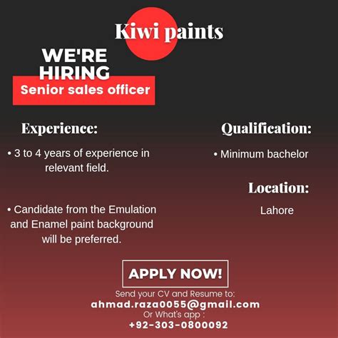 Join Kiwi Paints As A Senior Sales Officer Are You A Dynamic And