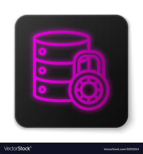 Glowing Neon Line Server Security With Closed Vector Image