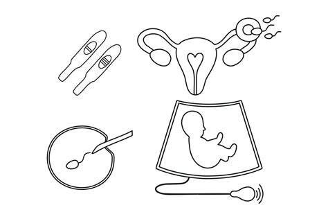 Obstetrics Icons Set Ultrasound Artificial Fertilization Pregnancy