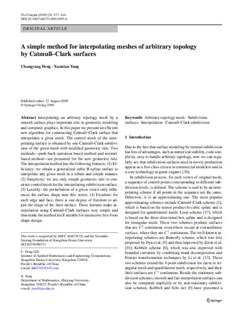 pdf a simple method for interpolating meshes of arbitrary topology by
