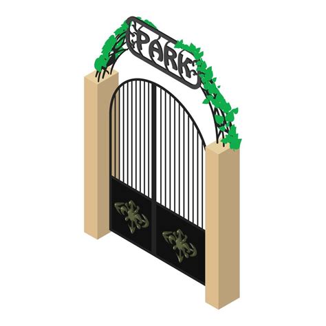 Park Entrance Icon Isometric Vector Inscription Park Over Close Metal