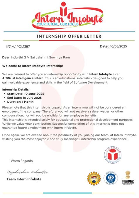 Aiinternship Interninfobyte Artificialintelligence Bytexl Techjourney Gayatri Indurthi