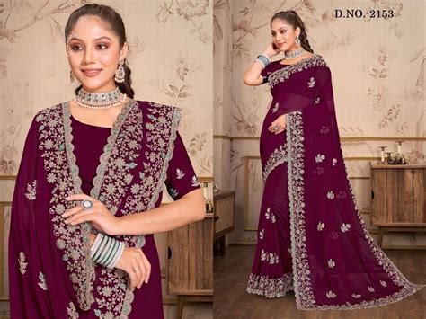 shri balaji emporium niharika gorgette heavy coding embroidery work saree