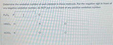 Solved Determine The Oxidation Number Of Each Element In Chegg