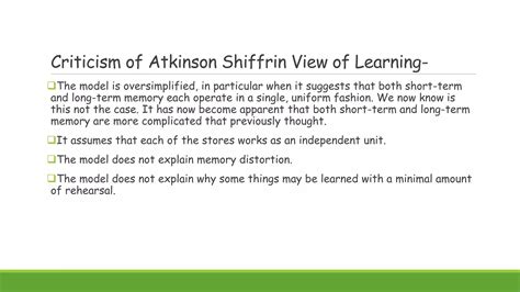 Information Processing View Atkinson Shiffrin Pptx