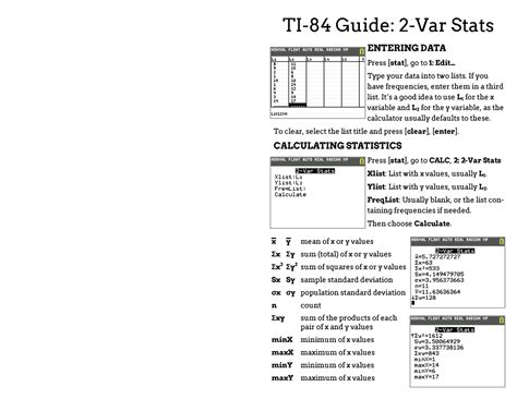 Calculator 2 Var Guide Ti 84 Guide 2 Var Stats Entering Data Press