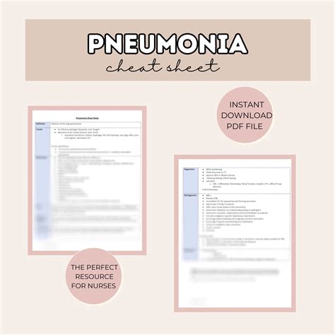 Pneumonia Cheat Sheet Pneumonia Study Notes Nurse Study Notes Etsy