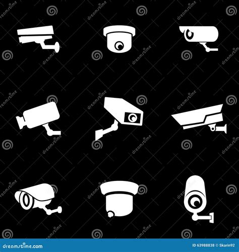 Vector White Security Camera Icon Set Stock Illustration Illustration Of Graphic Digital