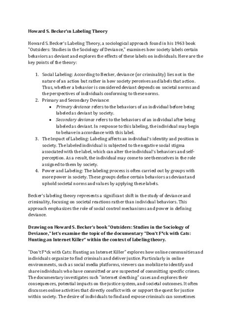 Pdf Howard S Beckerın Labeling Theory