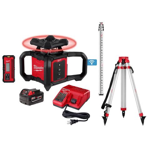 Milwaukee M18 2000 Ft Red Exterior Rotary Laser Level Kit With