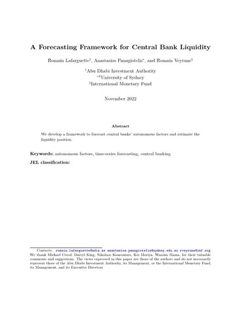 Liquidity Forecasting Checkpoint Pdf Forecasting Central Banks