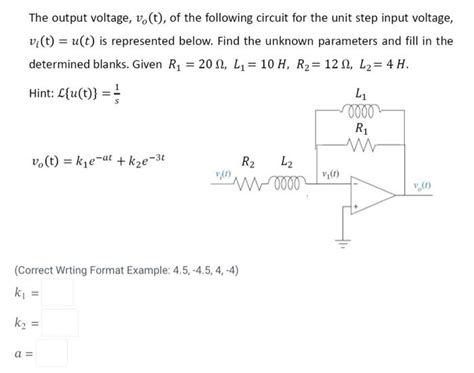 Solved The Output Voltage Vo T Of The Following Circuit Chegg Com