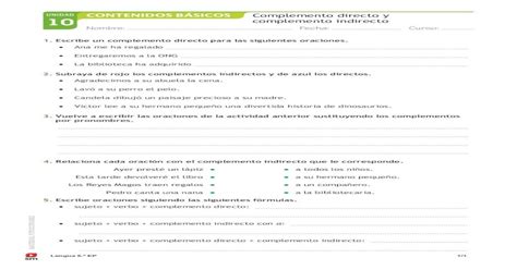 Complemento Directo Y Complemento Indirecto · Lengua 6º Ep 11 1