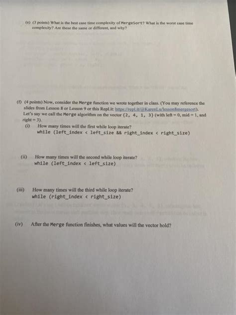 solved question 3 understanding merge sort 15 points