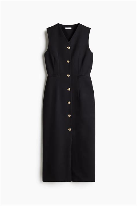 Елегантна рокля с копчета отпред Черен ЖЕНИ Handm Bg