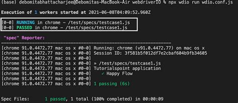 WebdriverIO Happy Path Flow