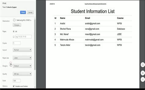 how to setup print option in laravel fahmidasclassroom