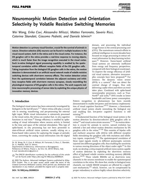 Pdf Neuromorphic Motion Detection And Orientation Selectivity By