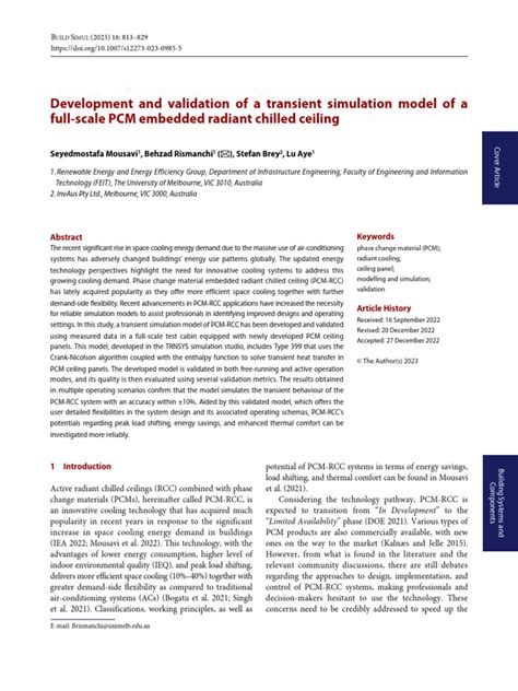 2023 Development And Validation Of A Transient Simulation Model Of A
