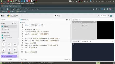 Repl It Додаємо зображення з файлу на форму Python з бібліотекою Tkinter Youtube