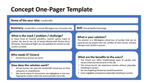 Concept One Pager Template Pdf