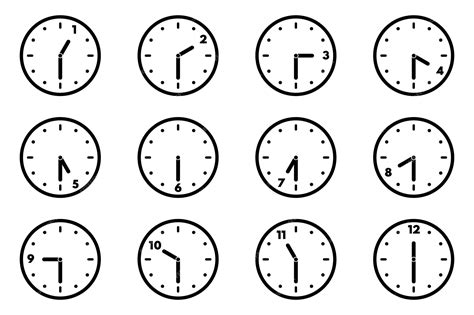 Premium Vector Set Of Analog Clock Icon For Every Hour And Half 12