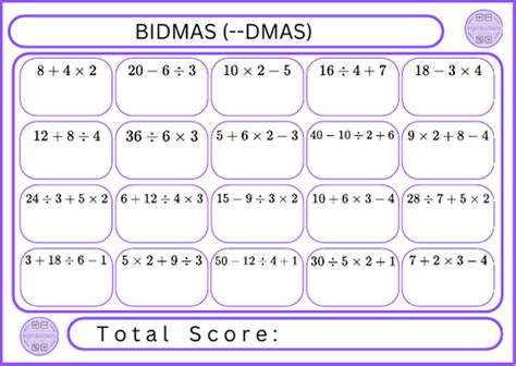 Bidmas Dmas 20 Questions Teaching Resources