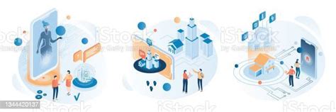 Virtual Technologies Vector Isometric Illustration Virtual Assistant