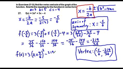 Precalculus Chapter 2 1 Exercises 27 32 Convert Quadratic Functions