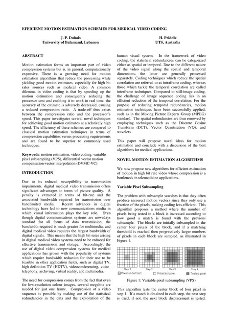 pdf efficient motion estimation schemes for medical video coding