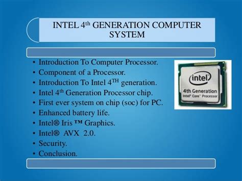 Computer System Specification 4th Generation