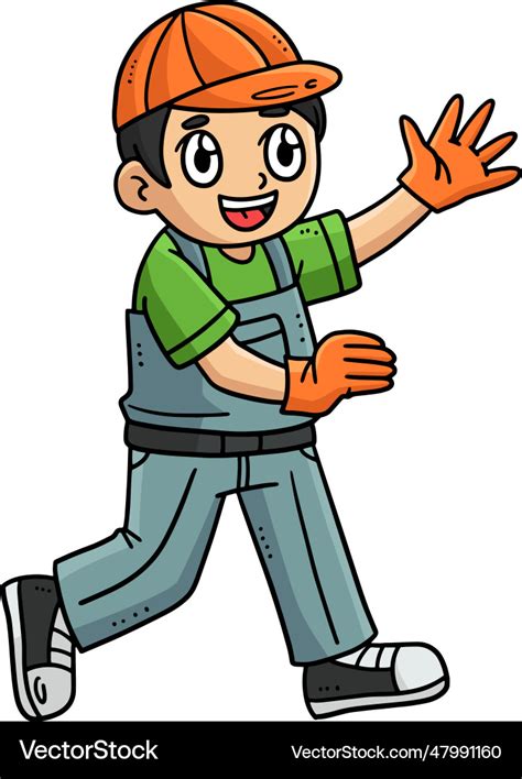 Garbage Man Cartoon Colored Clipart Royalty Free Vector