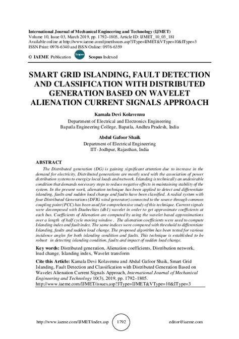 Pdf Smart Grid Islanding Fault Detection And Classification With Distributed Generation Based