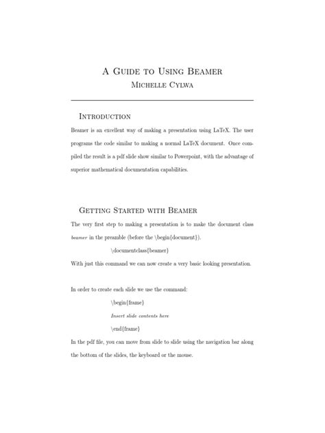 Beamer Presentation Guide Pdf Graphic Design Computing