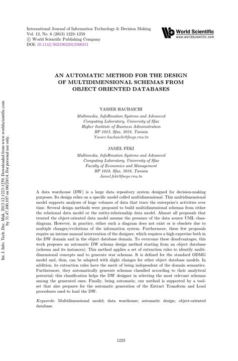 pdf an automatic method for the design of multidimensional schemas
